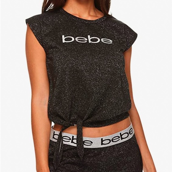 bebe | Tops | Bebe Sleepwear Metallic Sleeveless Logo Tie | Poshmark